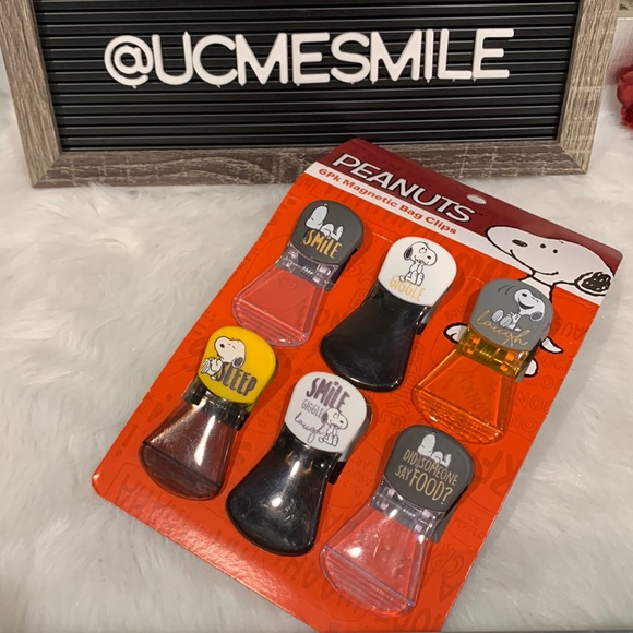 Peanuts | Kitchen | Peanuts Snoopy 6 Pack Magnetic Bag Clips Chip Clips ...